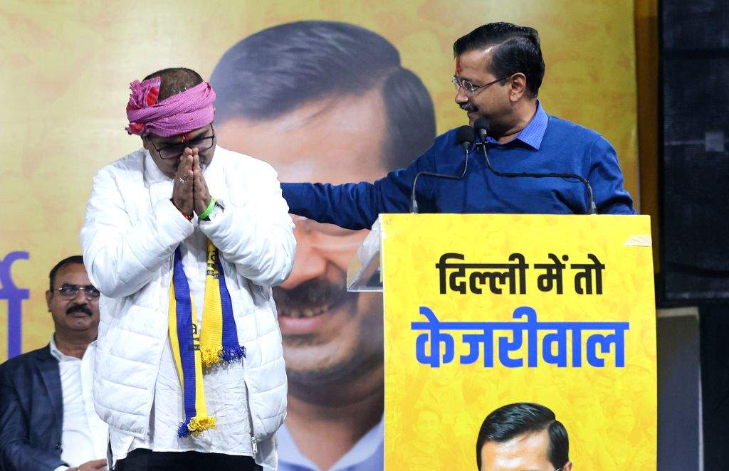 AAP National Convener Arvind Kejriwal addresses a public meeting in ...