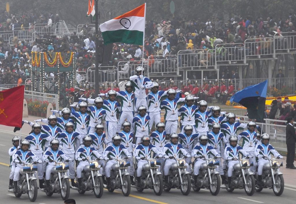 New Delhi:An Indian army daredevil team displays their skill on ...