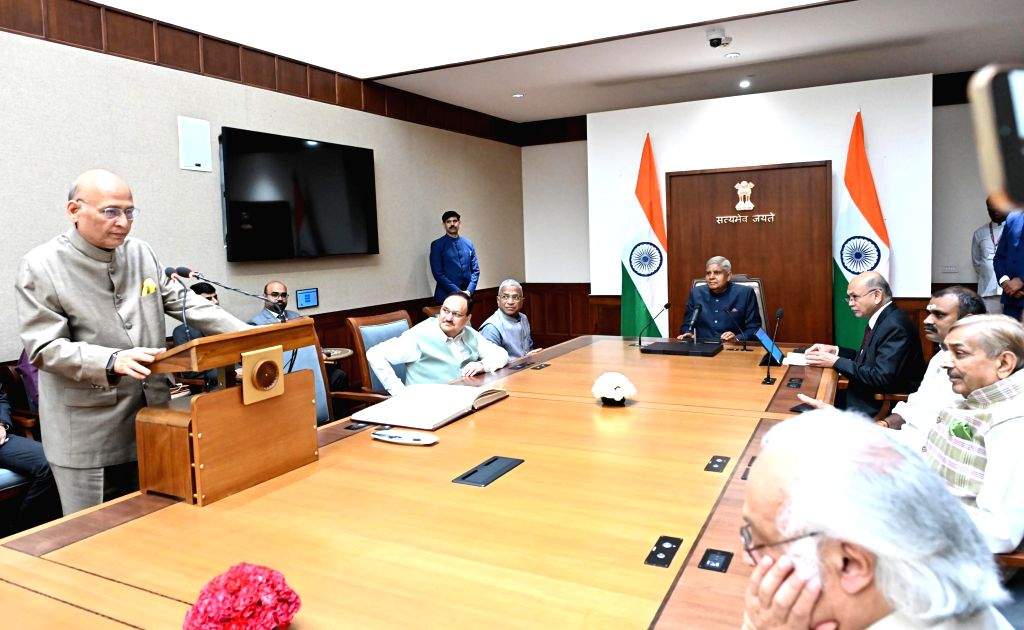 New Delhi : Congress leader Abhishek Singhvi takes oath as Rajya Sabha MP