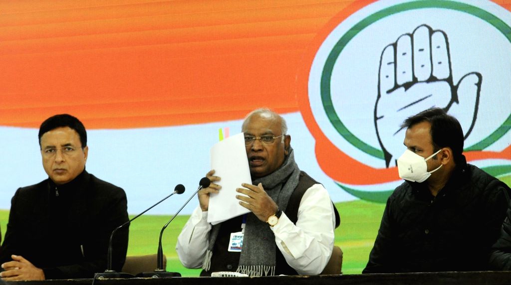 New Delhi:Congress leader and Rajya Sabha MP Mallikarjun Kharge with ...