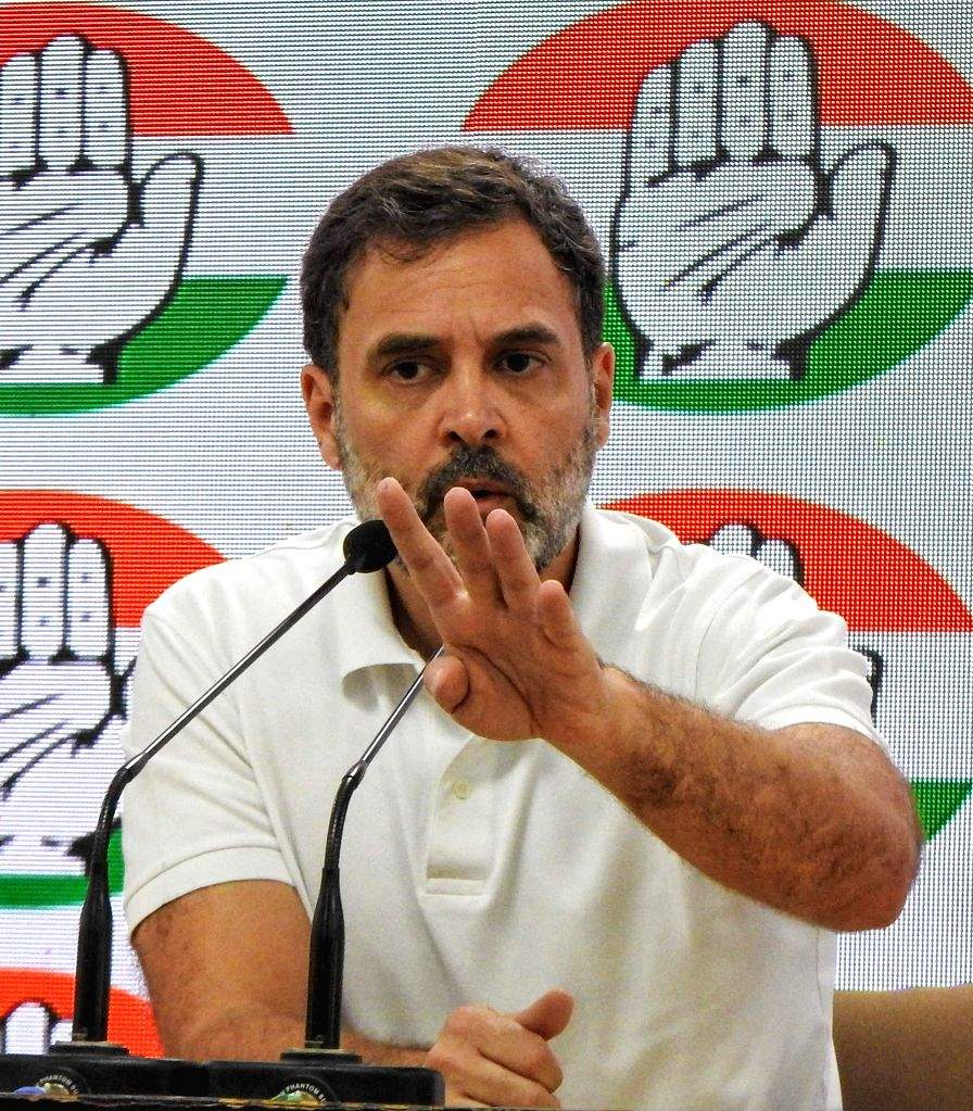 New Delhi : Congress leader Rahul Gandhi addresses a press conference