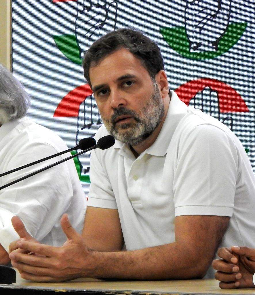 New Delhi : Congress leader Rahul Gandhi addresses a press conference