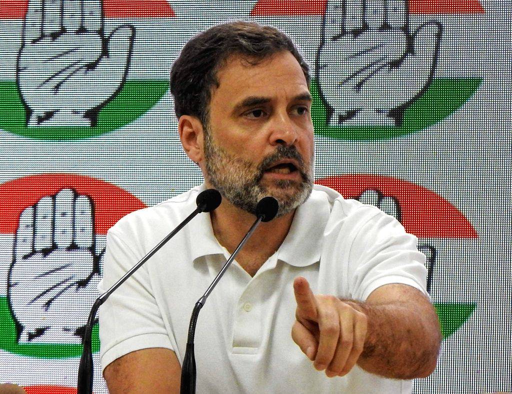 New Delhi : Congress leader Rahul Gandhi addresses a press conference