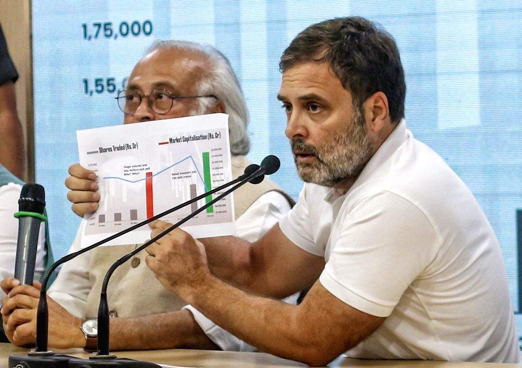 New Delhi : Congress leader Rahul Gandhi addresses a press conference
