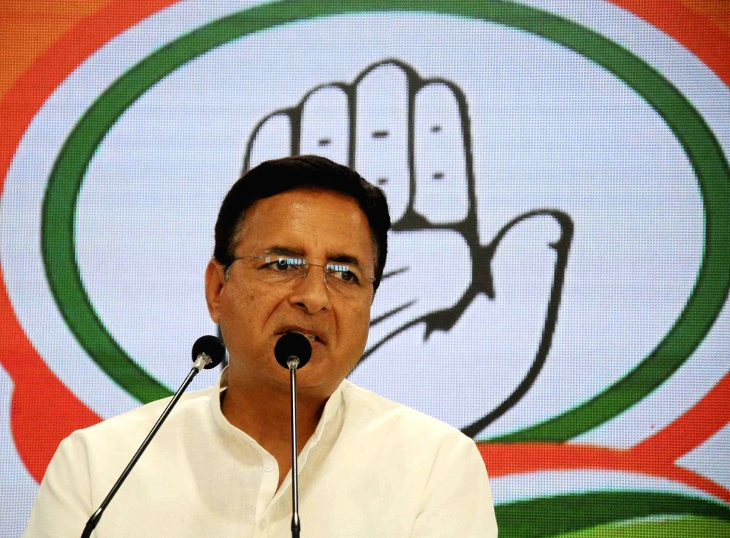 New Delhi:Congress leader Randeep S. Surjewala addresses a press ...