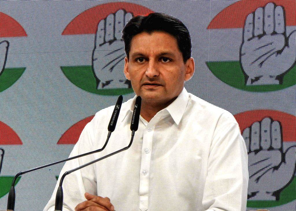 New Delhi : Congress MP Deepender Singh Hooda addresses a press ...