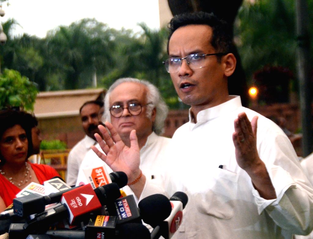 New Delhi : Congress MP Gaurav Gogoi addresses the media