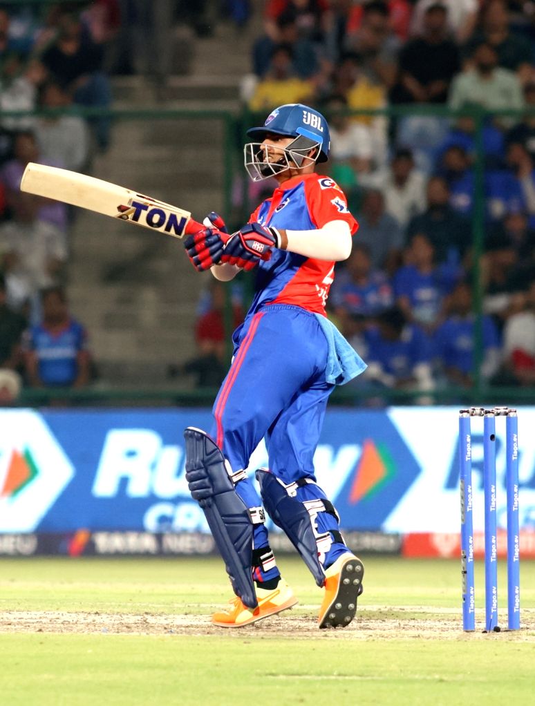 DC batsman Yash Dhull plays a shot