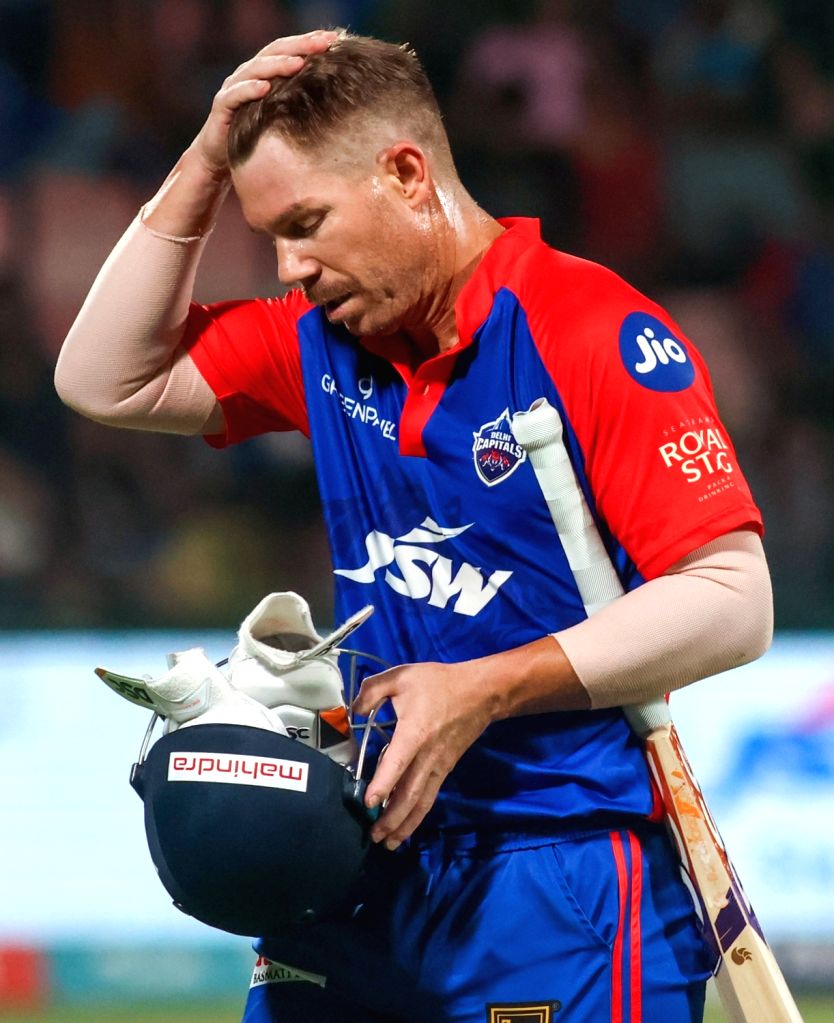 New Delhi : DC captain David Warner walks back after his dismissal