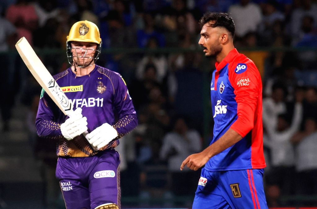 New Delhi : DC's Axar Patel celebrates a dismissal