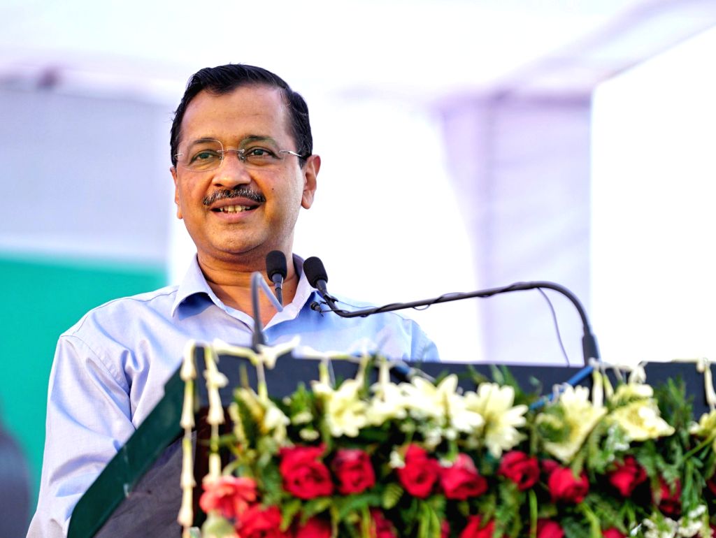 New Delhi : Delhi Chief Minister Arvind Kejriwal addresses during the ...