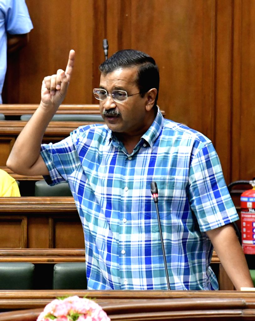 New Delhi : Delhi Chief Minister Arvind Kejriwal speaks during the ...