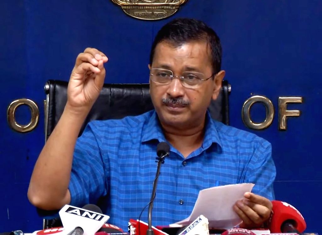 New Delhi : Delhi CM Arvind Kejriwal addresses a press conference