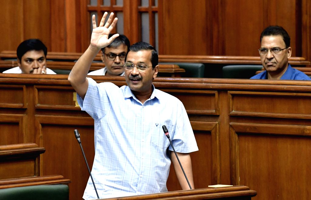 New Delhi : Delhi CM Arvind Kejriwal speaks during the State ...