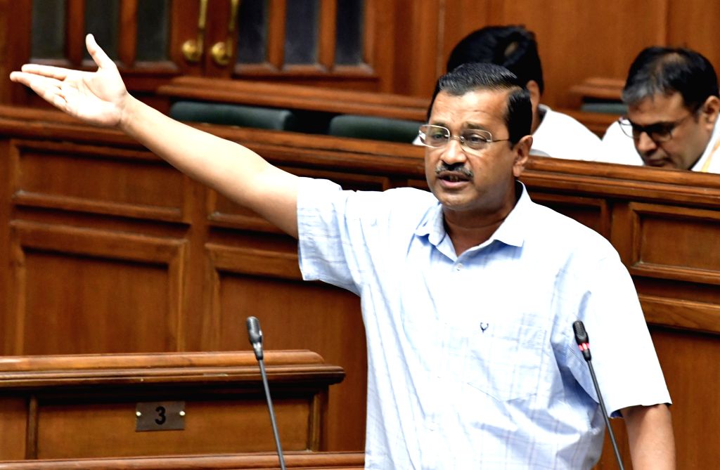 New Delhi : Delhi CM Arvind Kejriwal speaks during the State ...