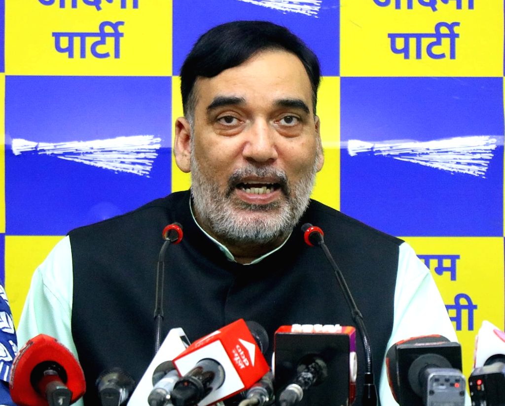 :New Delhi:Delhi environment minister Gopal Rai addresses a press ...
