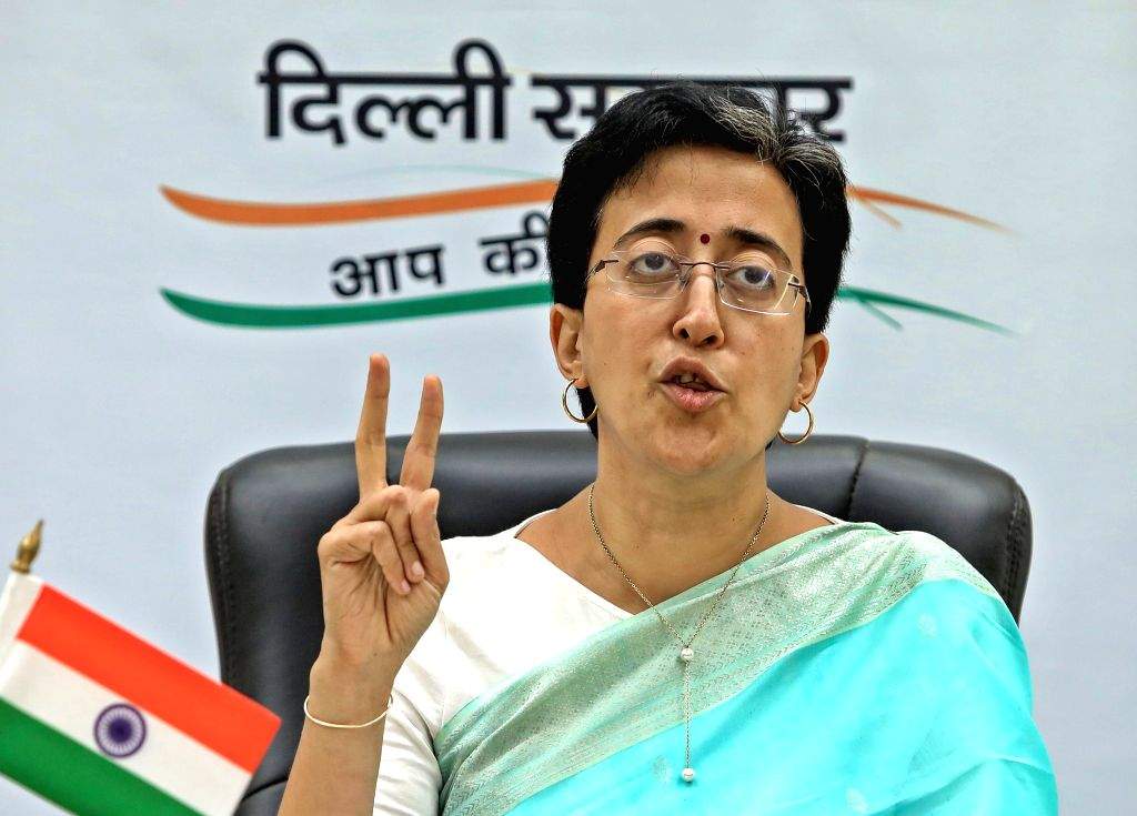 New Delhi : Delhi Minister Atishi Singh addresses a press conference