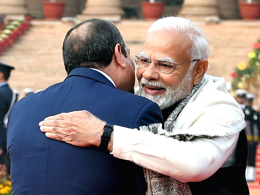 New Delhi : Egyptian President Abdel Fattah El-Sisi greets PM Modi at ...
