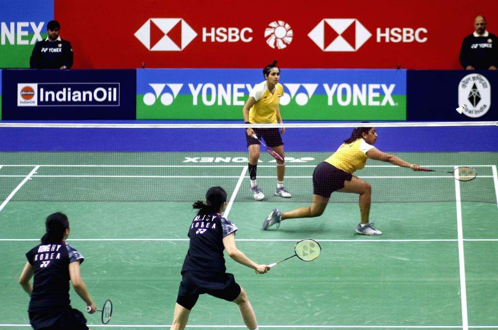 New Delhi : India's Ashwini Bhat and Shikha Gautam in action during ...