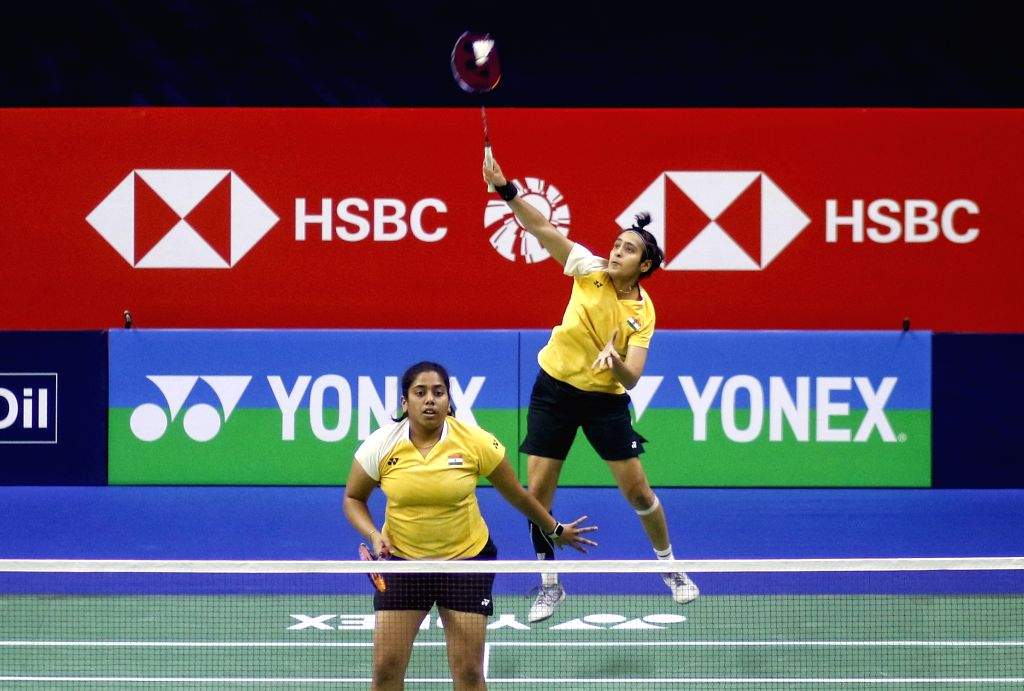 New Delhi : India's Ashwini Bhat and Shikha Gautam in action during ...