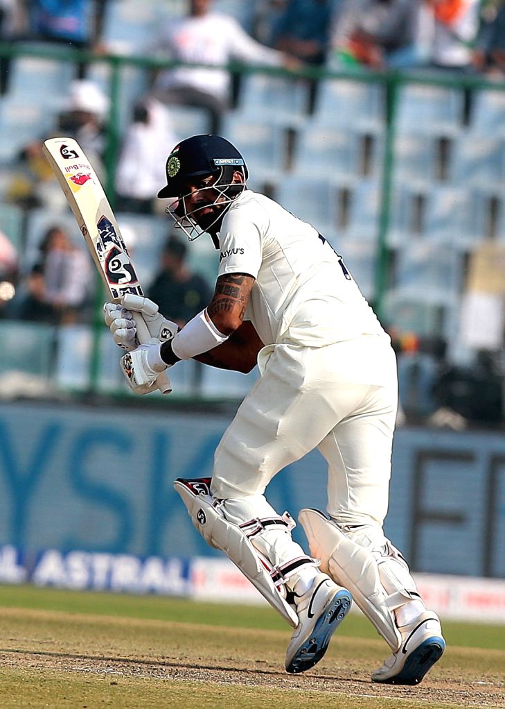 :New Delhi:India's KL Rahul plays a shot.