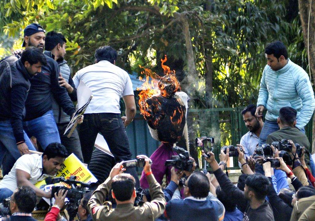 Indian Youth Congress (IYC) members protest on demands resignation of ...