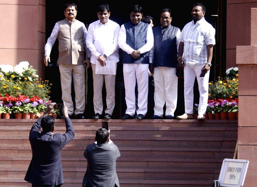 New Delhi : MPs at Parliament House during the budget session