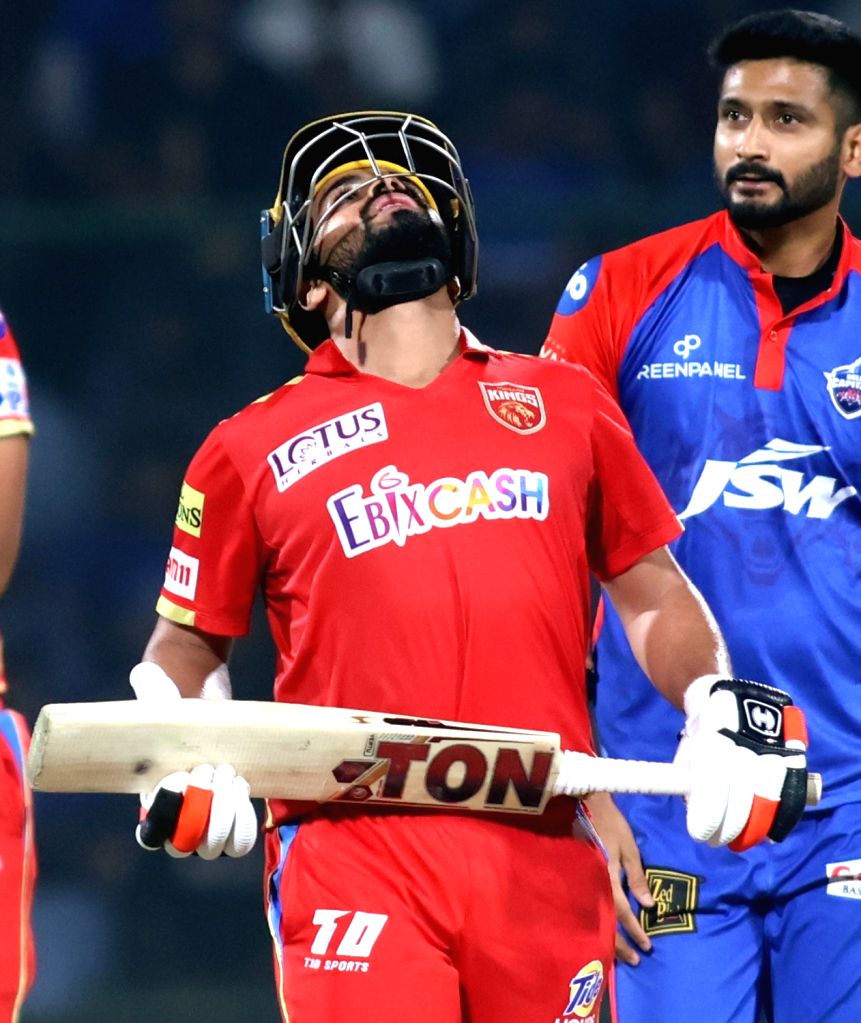 : New Delhi : PBKS' batsman Prabhsimran Singh celebrates his century ...