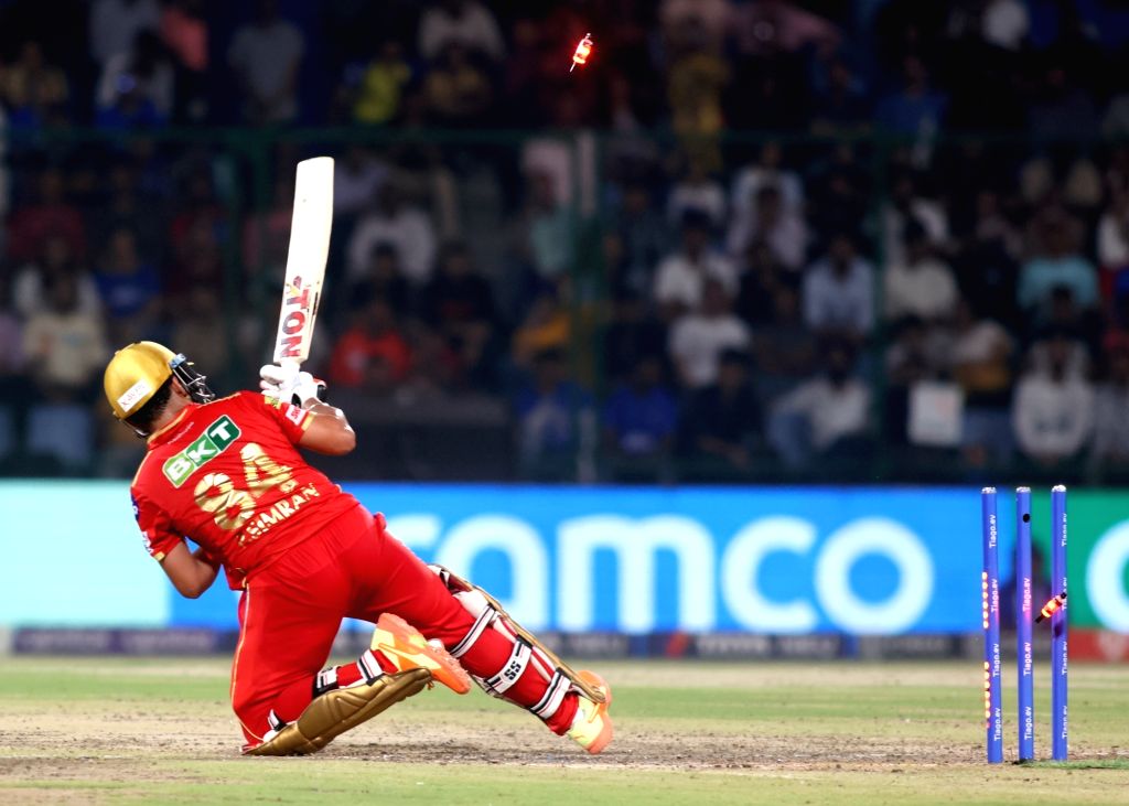 : New Delhi : PBKS' Prabhsimran Singh is bowled during the IPL 2023 match