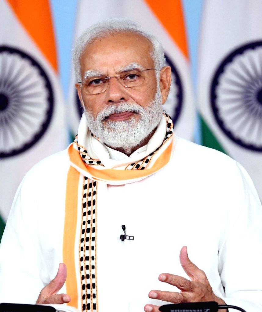 New Delhi : Prime Minister Narendra Modi addressing the Gujarat Rozgar Mela