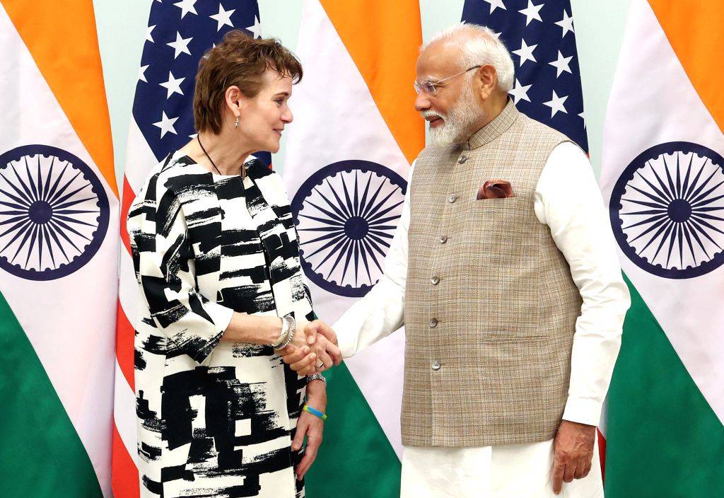 New Delhi : Prime Minister Narendra Modi meets with a member of the US ...