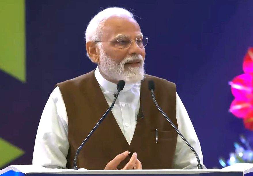 Prime Minister Narendra Modi speaks during the National Creators Awards ...