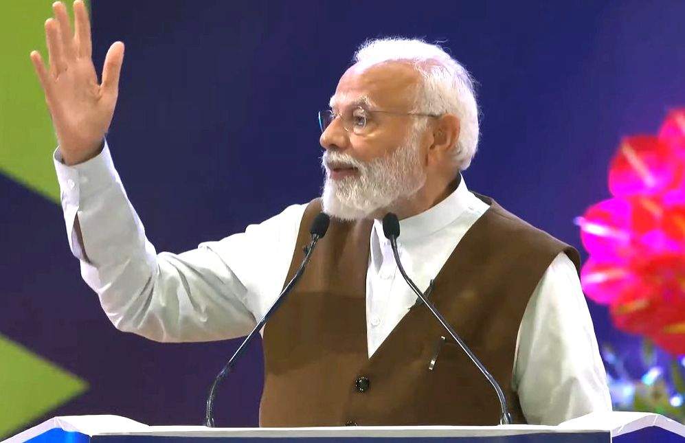 Prime Minister Narendra Modi speaks during the National Creators Awards ...