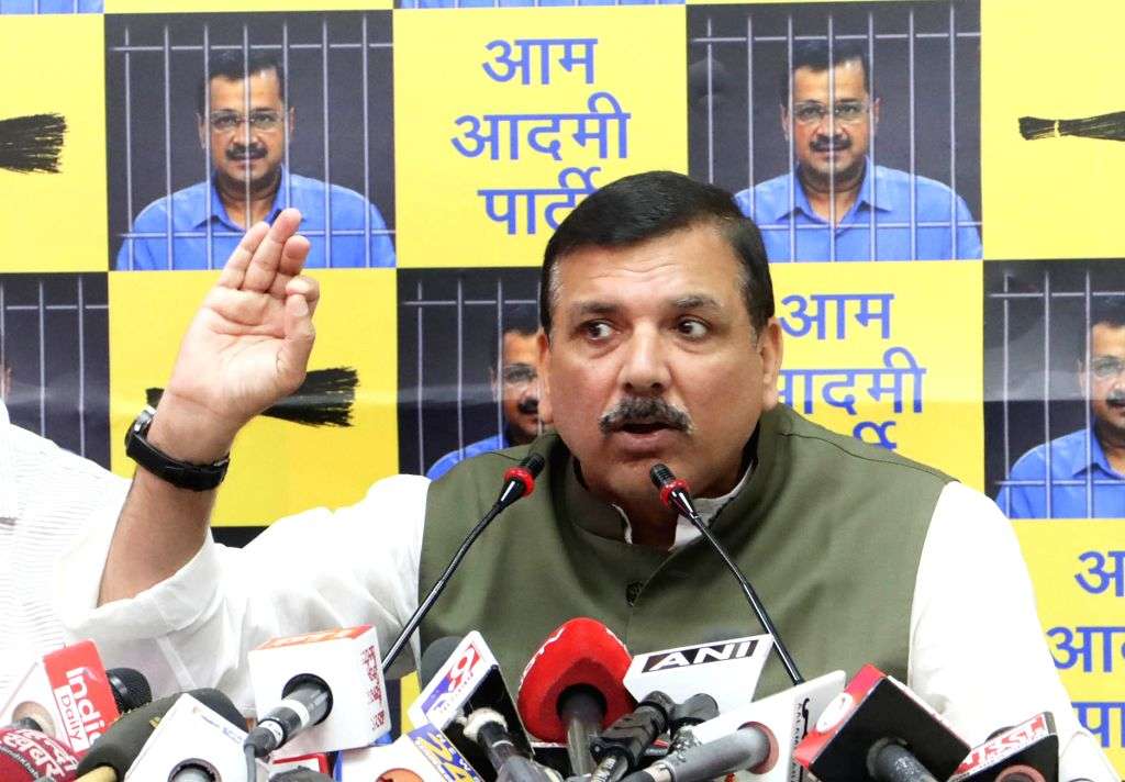 New Delhi:Senior AAP Leader and Rajya Sabha Member Sanjay Singh press ...