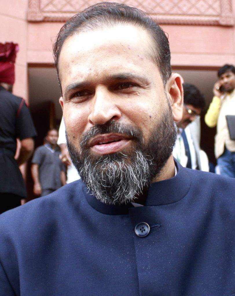 New Delhi :TMC MP Yusuf Pathan arrives at the Parliament House