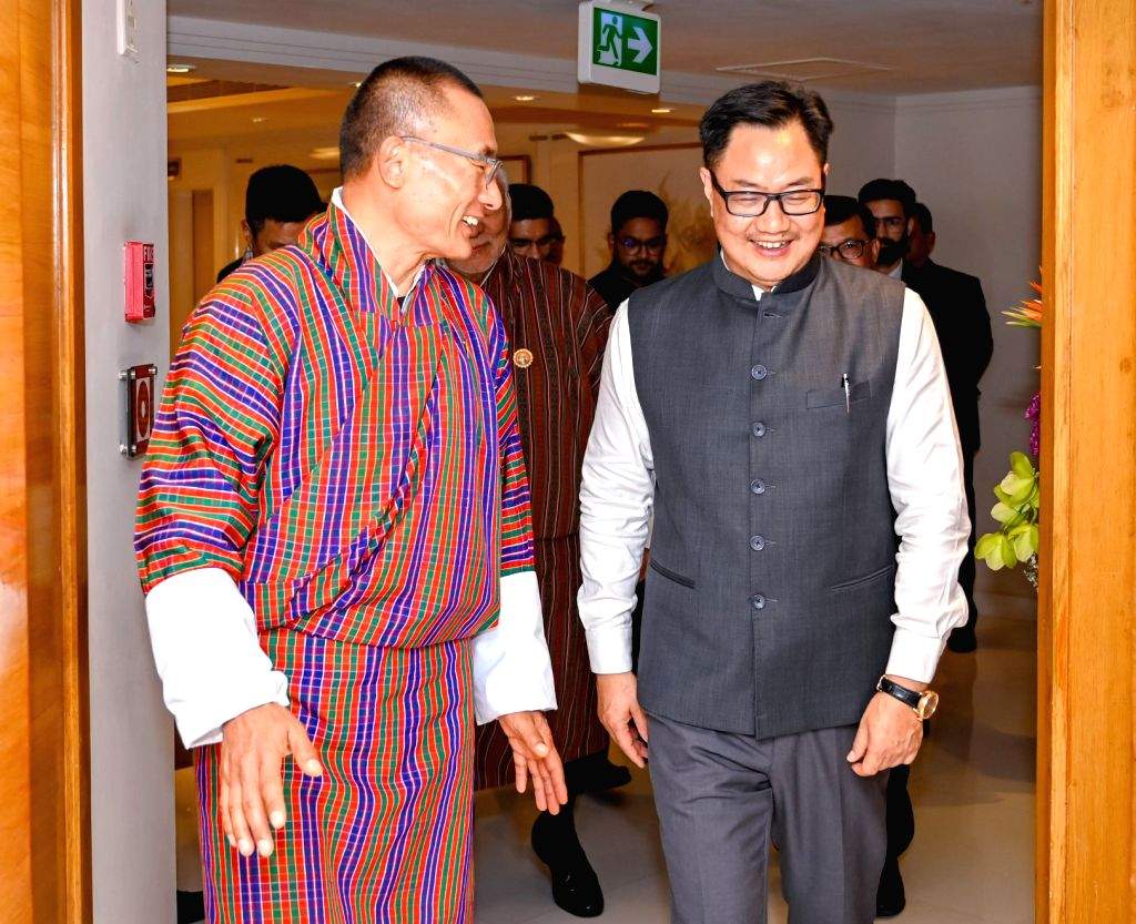 Union Minister Kiren Rijiju meets Bhutan's Prime Minister Tshering Tobgay