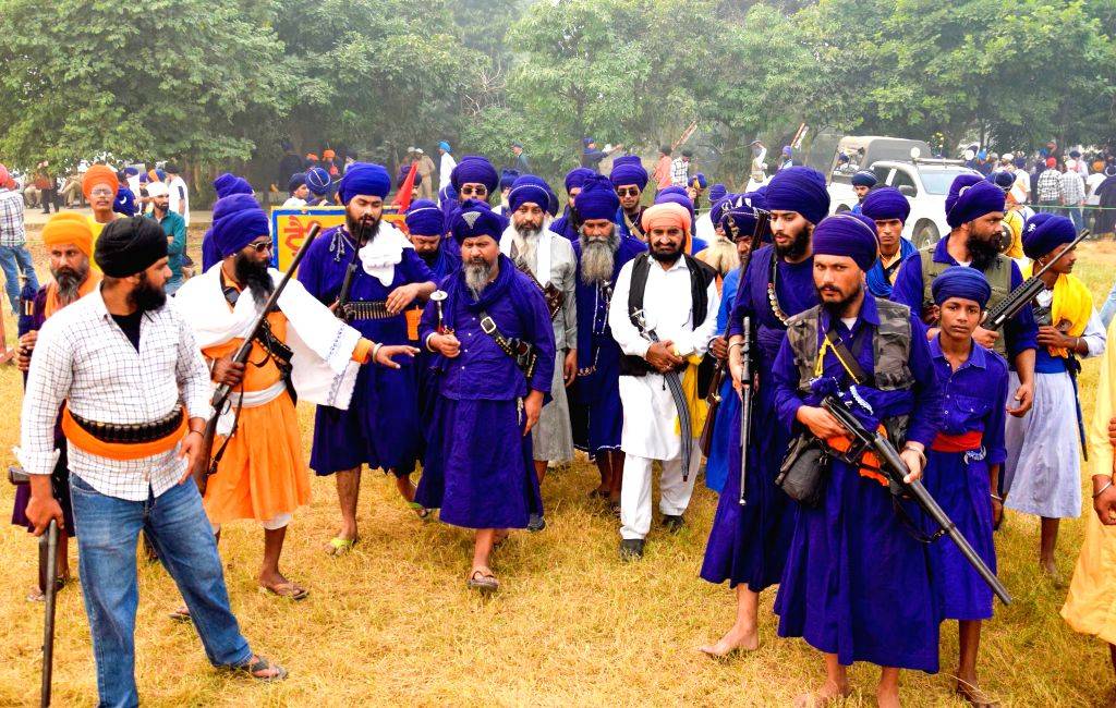 Nihang or Sikh warriors gather to celebrate Fateh Diwas