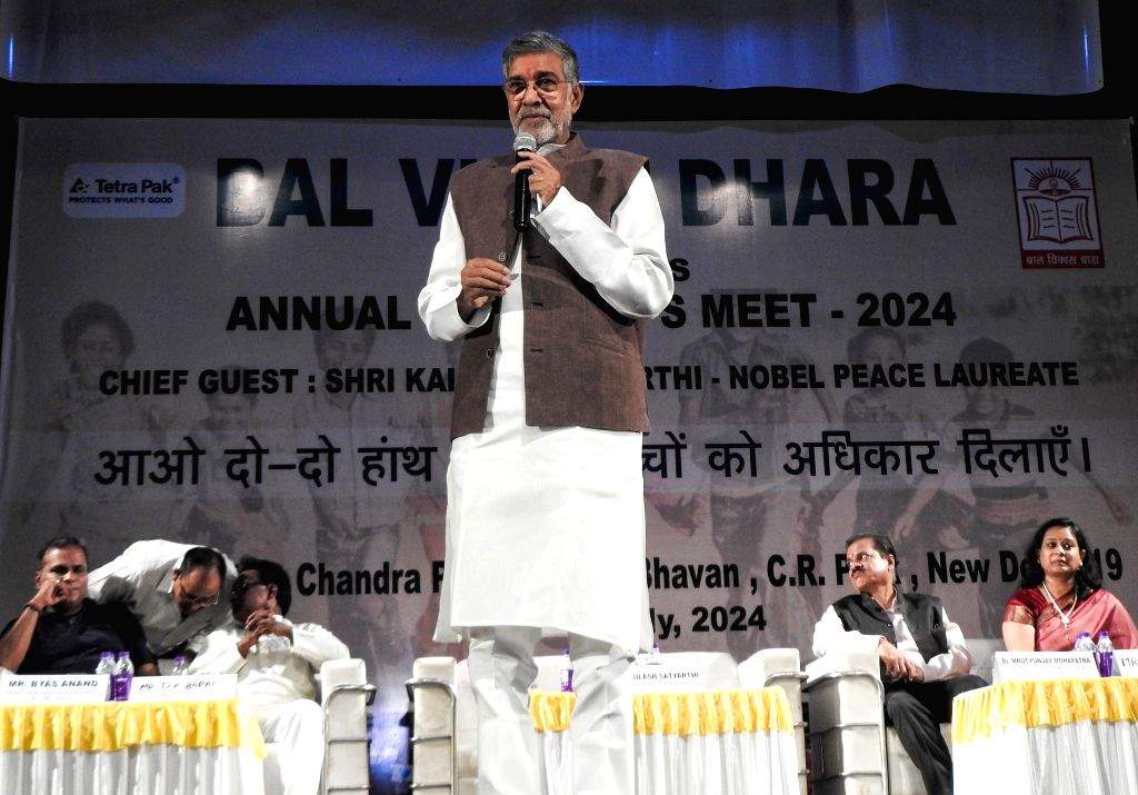 Nobel Laureate and activist Kailash Satyarthi attends the Bal Vikas ...