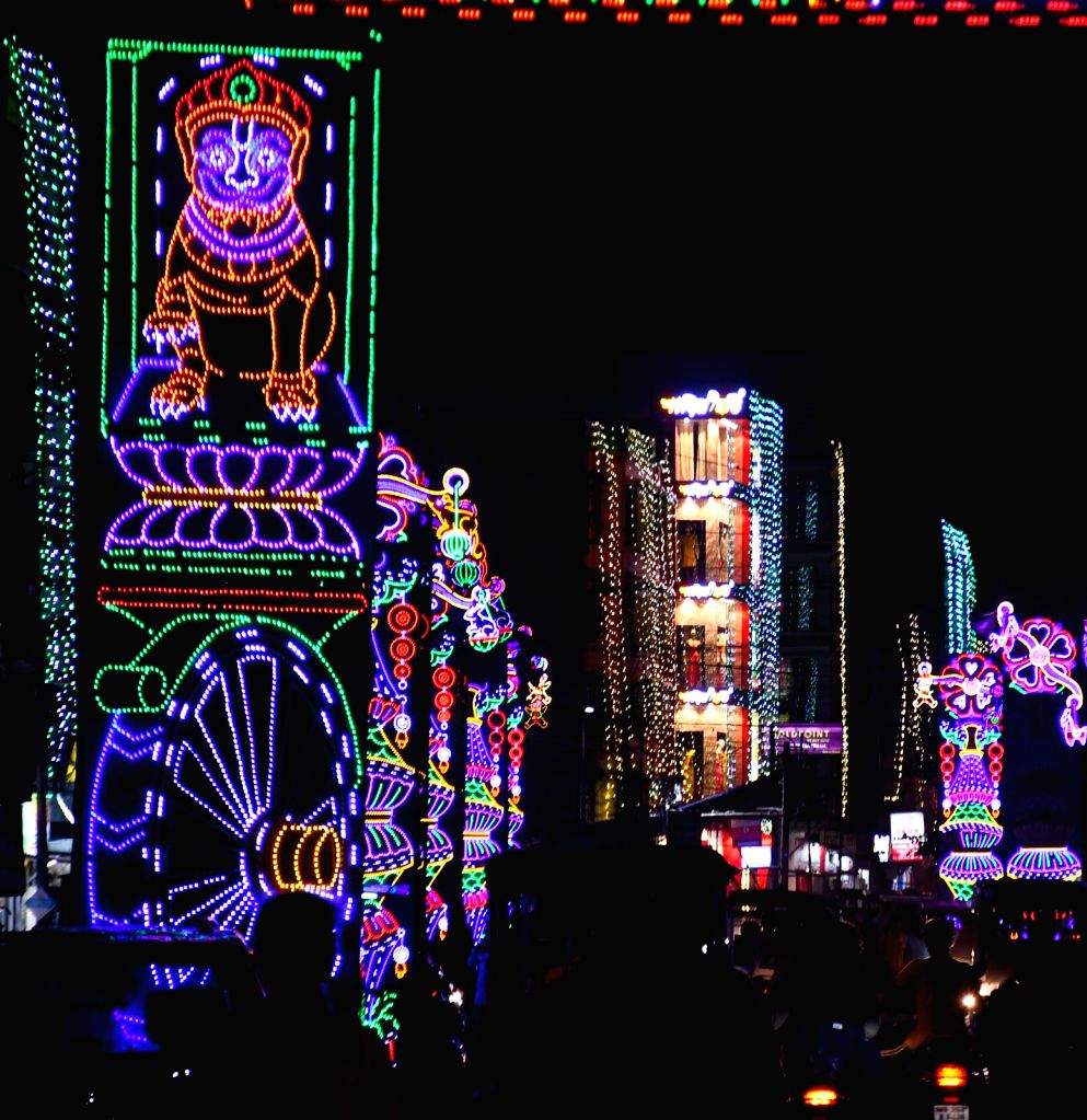 North 24 Parganas: Roads illuminated with vibrant lights for Kali Puja ...