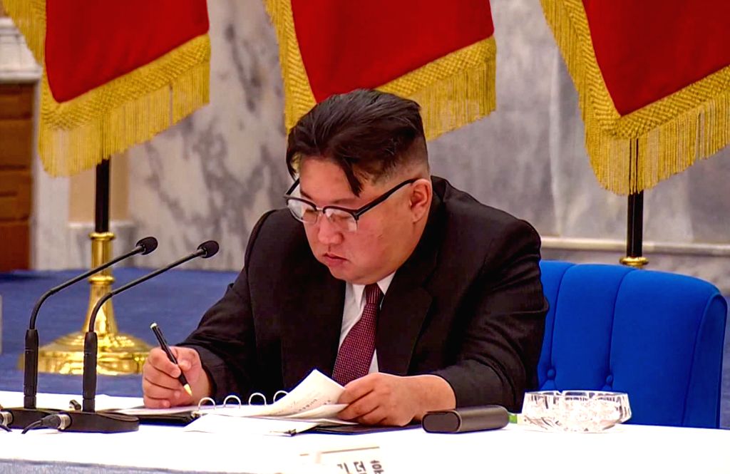 :Pyongyang:North Korean leader Kim Jong-un presides over a plenary ...
