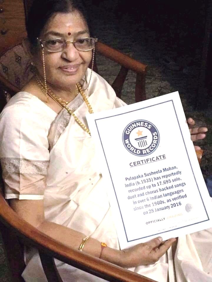 Playback singer P. Susheela enters Guinness World Records (With Image)