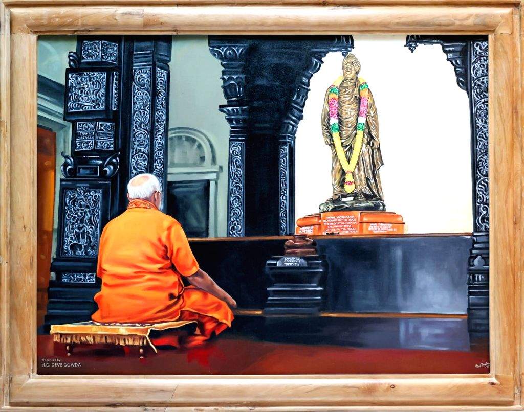 Painting of Prime Minister Narendra Modi Being gifted by Former Prime ...