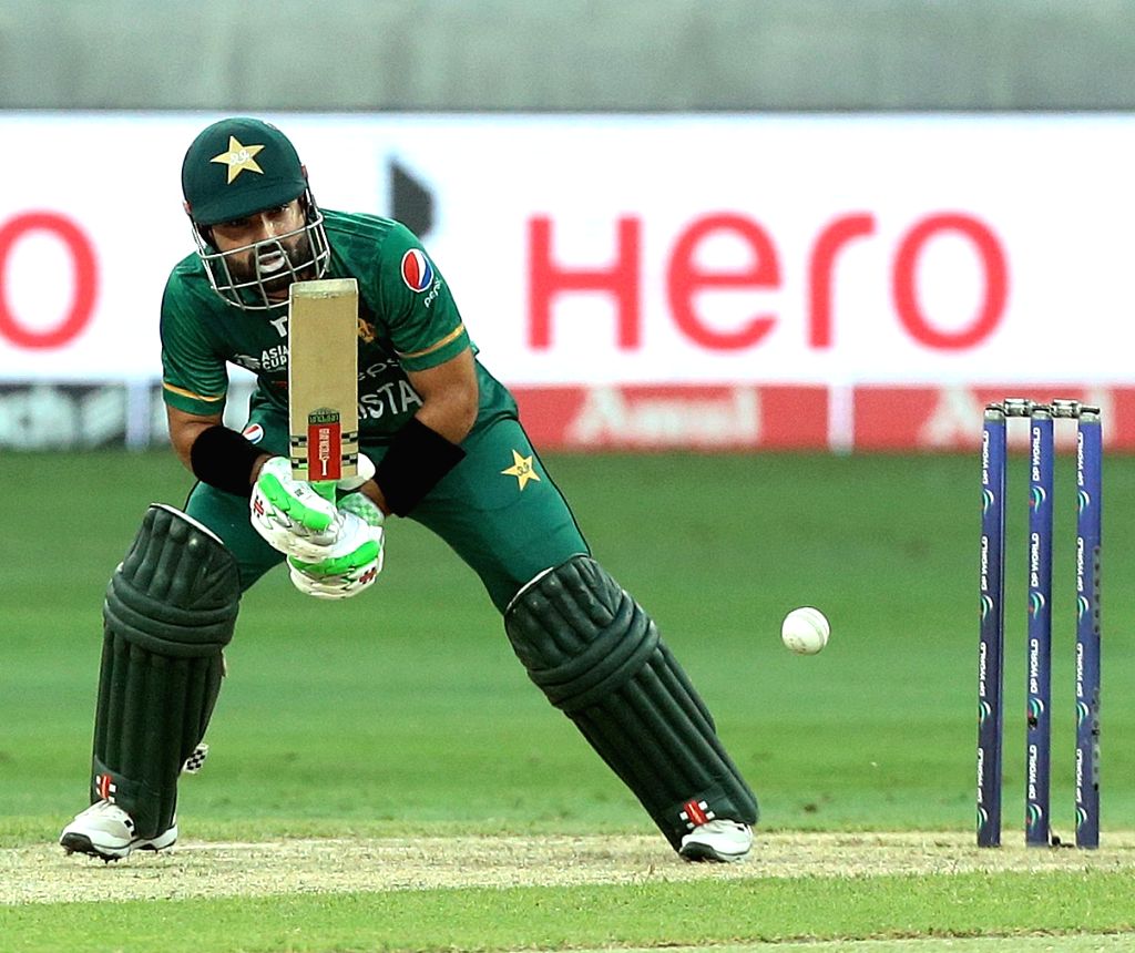 :Dubai:Pakistan's Mohammad Rizwan plays a shot during the T20 cricket ...