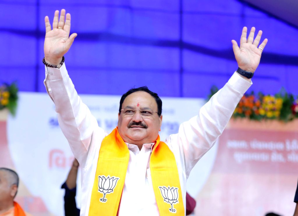 Panchmahal : BJP National President JP Nadda during a public meeting in ...