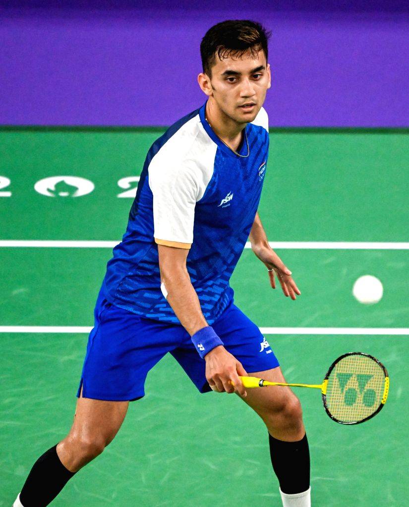 Paris : India's Lakshya Sen during the men's singles badminton quarter ...