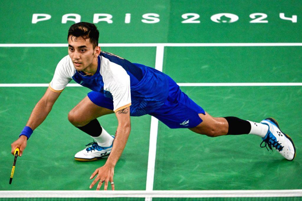 Paris : India's Lakshya Sen during the men's singles badminton quarter ...