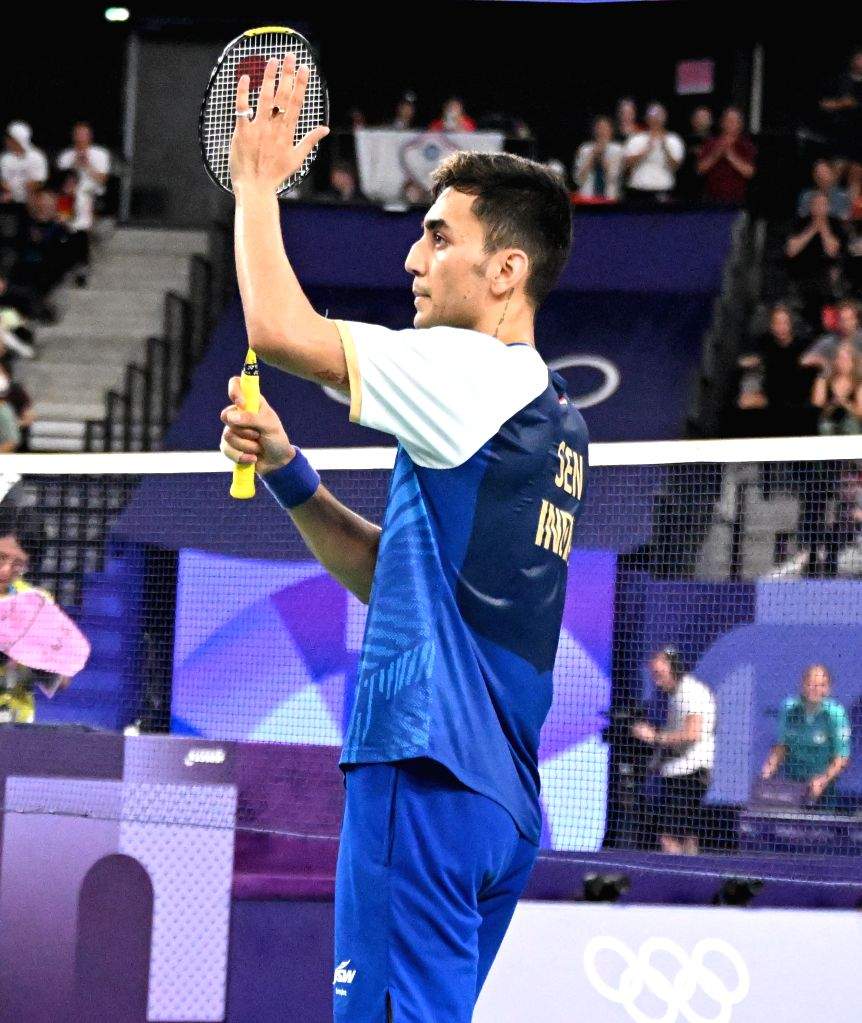 Paris : India's Lakshya Sen plays during the men's singles badminton ...