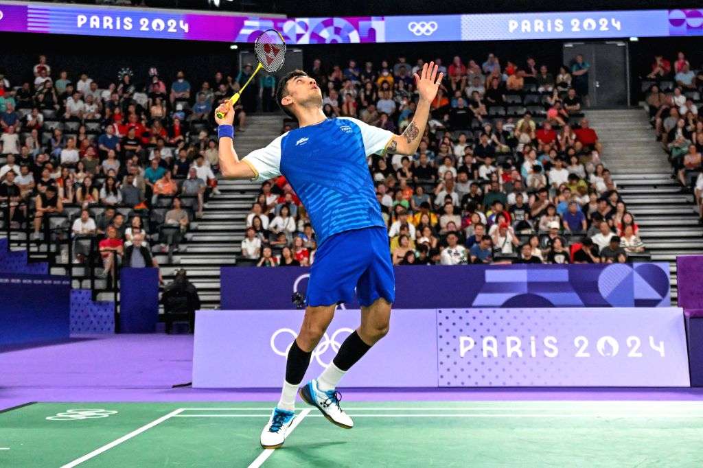Paris : India's Lakshya Sen plays during the men's singles badminton ...