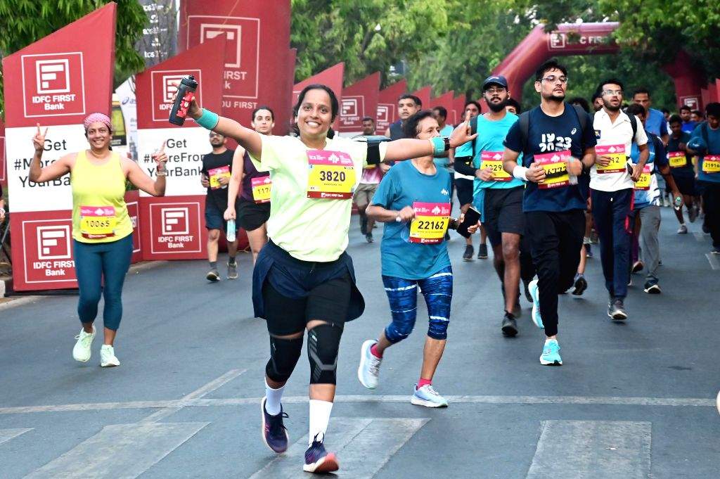 Participants during the TCS World 10K Marathon, in Bengaluru, Sunday ...