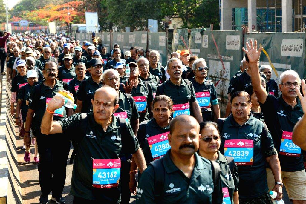 Participants during the TCS World 10K Marathon, in Bengaluru, Sunday ...